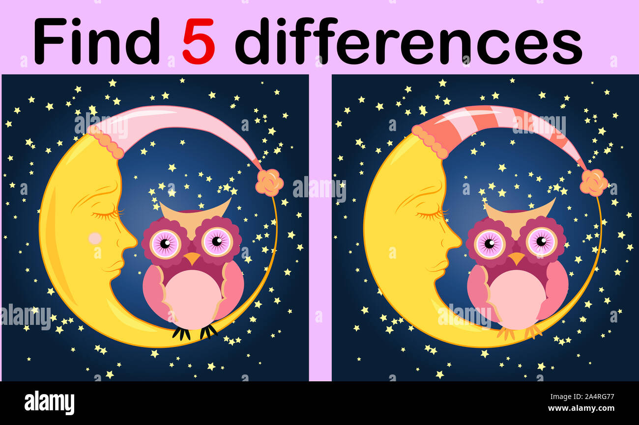 Cartoon Illustration of Find the Differences Educational Activity Game ...