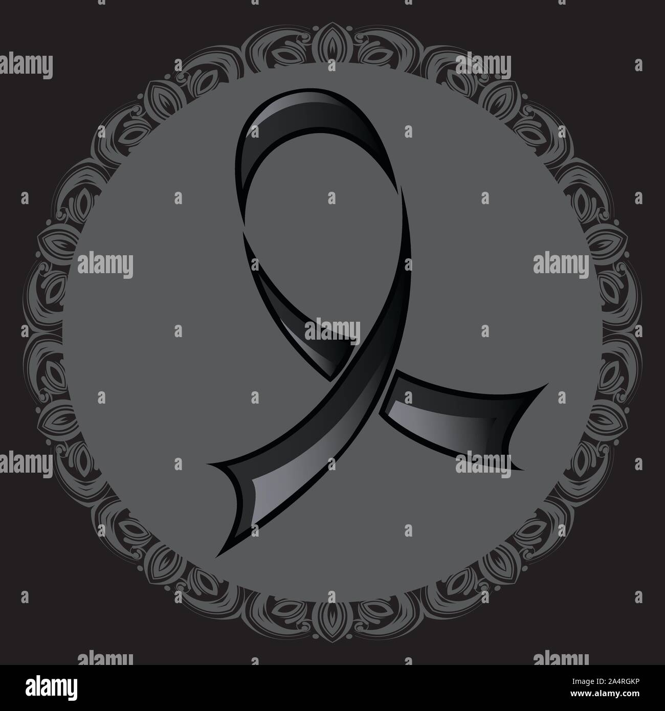 Black Mourning Symbol Black Ribbon As Mourning Symbol Top View Stock