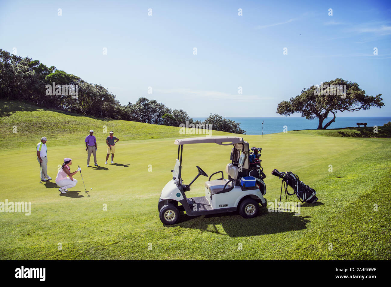 People in golf cart on golf course hi-res stock photography and images ...