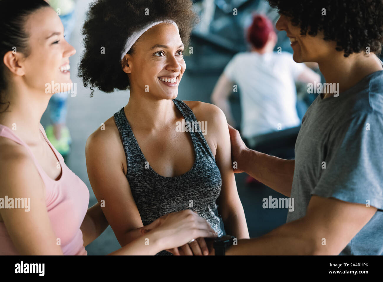 Women flexing muscles in gym hi-res stock photography and images - Alamy