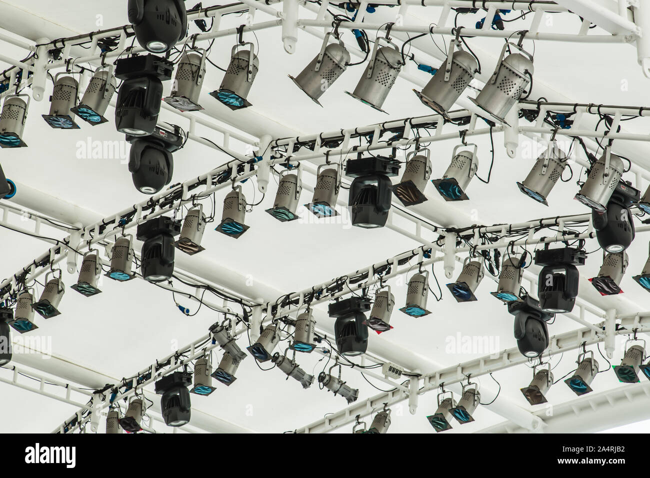 entertainment concert lighting. led lighting devices under roof Stock ...