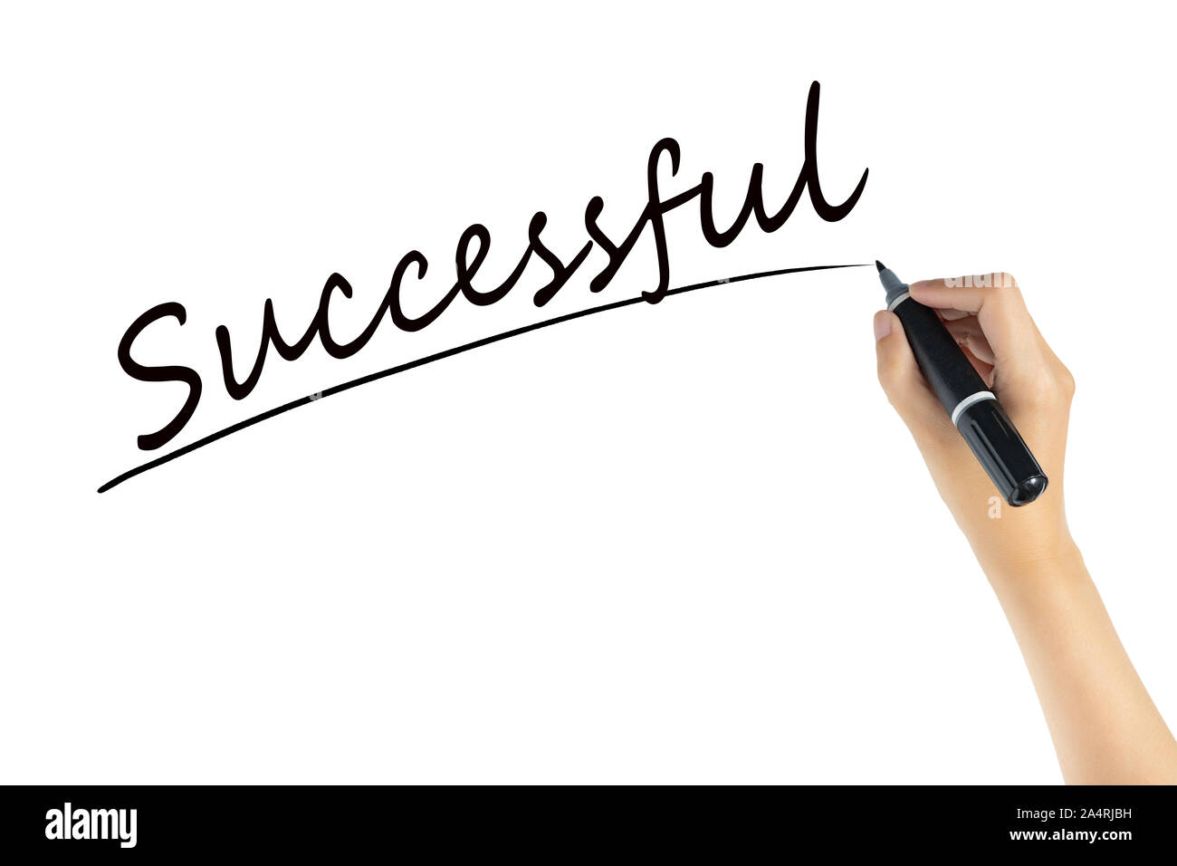 hand writing word successful with black color marker pen isolated on ...