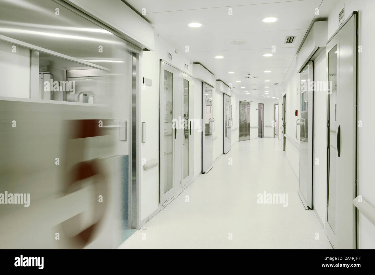 Hospital operating room corridor. Health center medical treatment ...