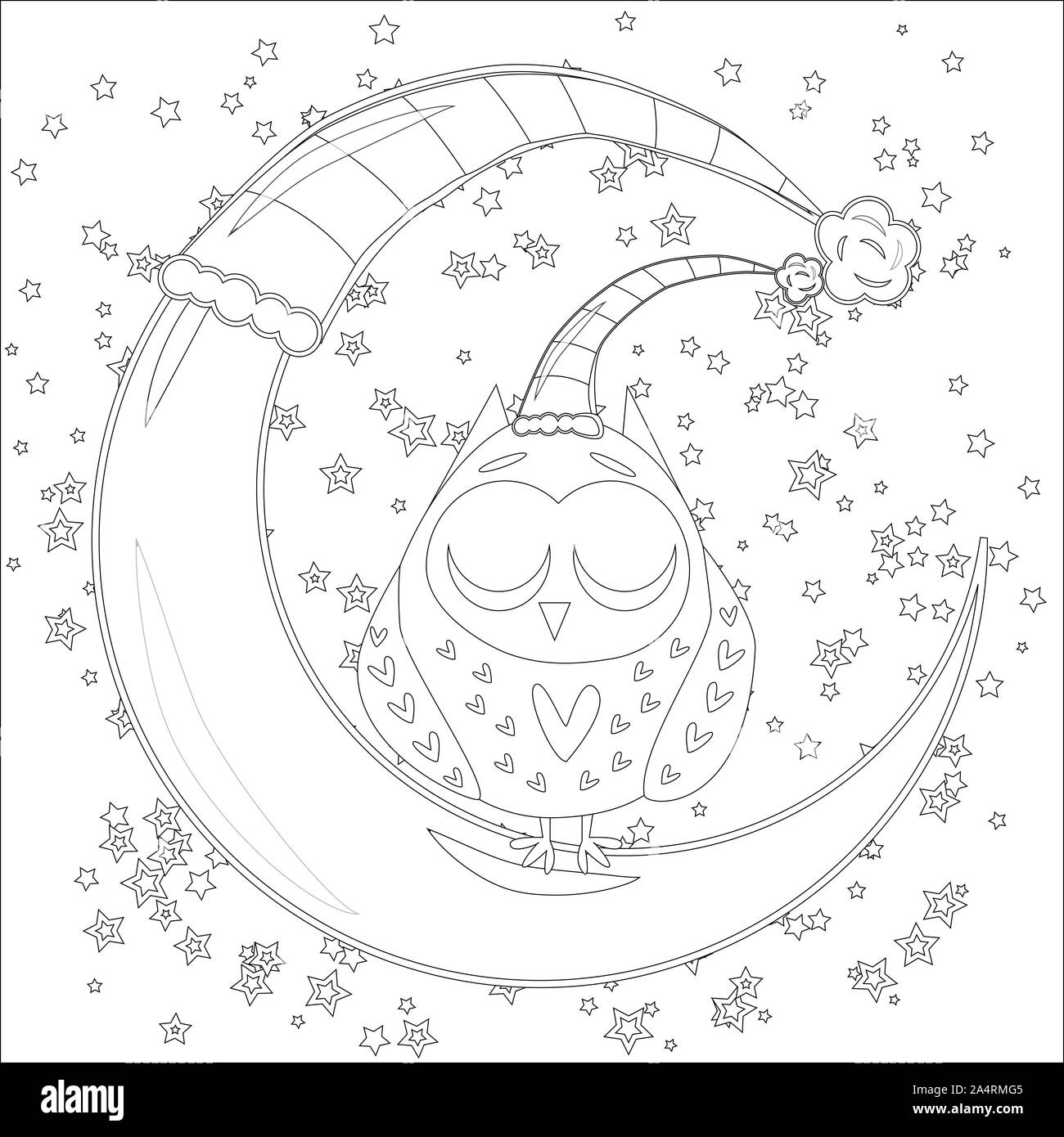 Coloring book for adult and older children. Coloring page with an owl ...