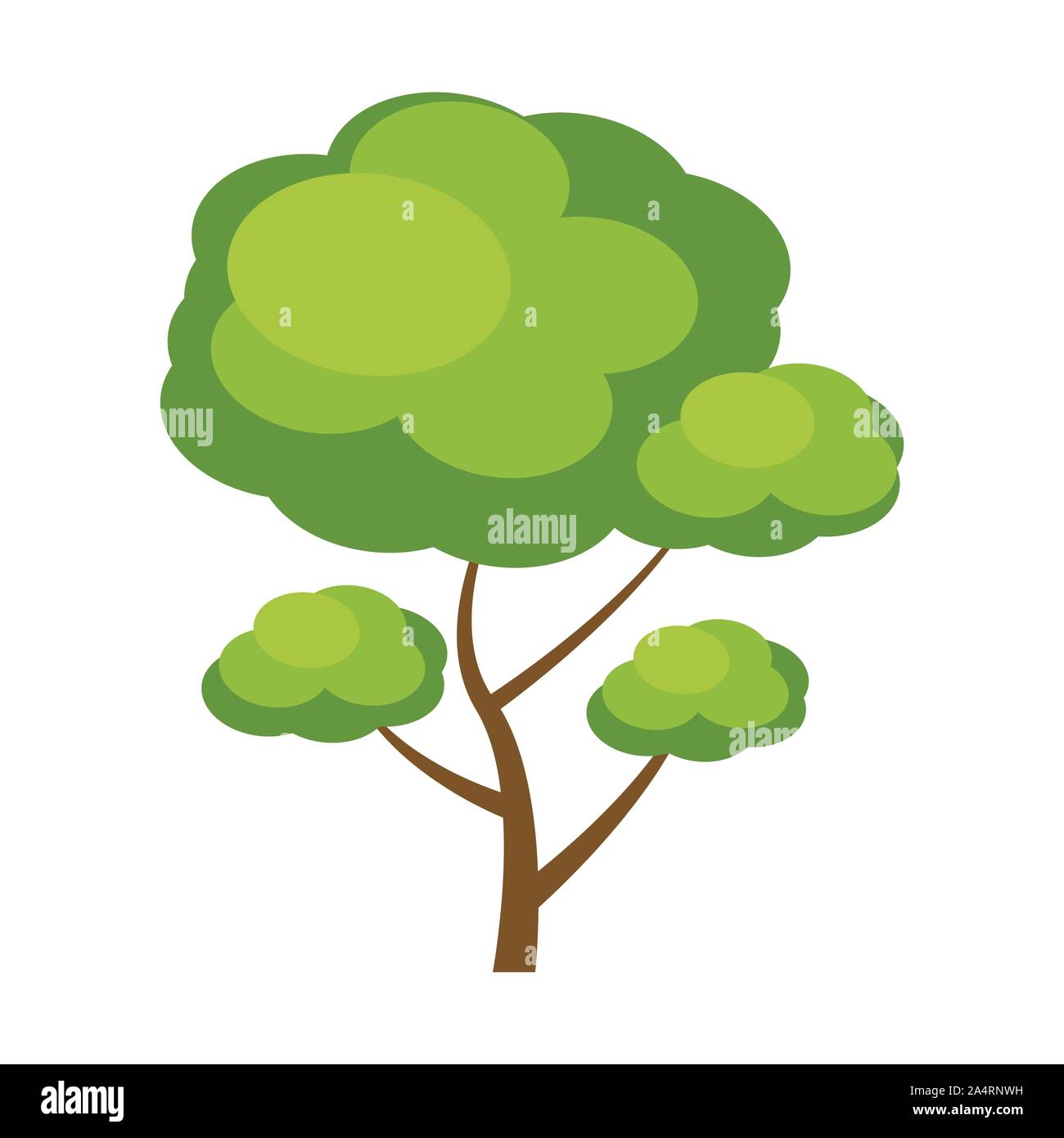 Tree illustration. Simple flat cartoon style. Isolated on white Stock ...
