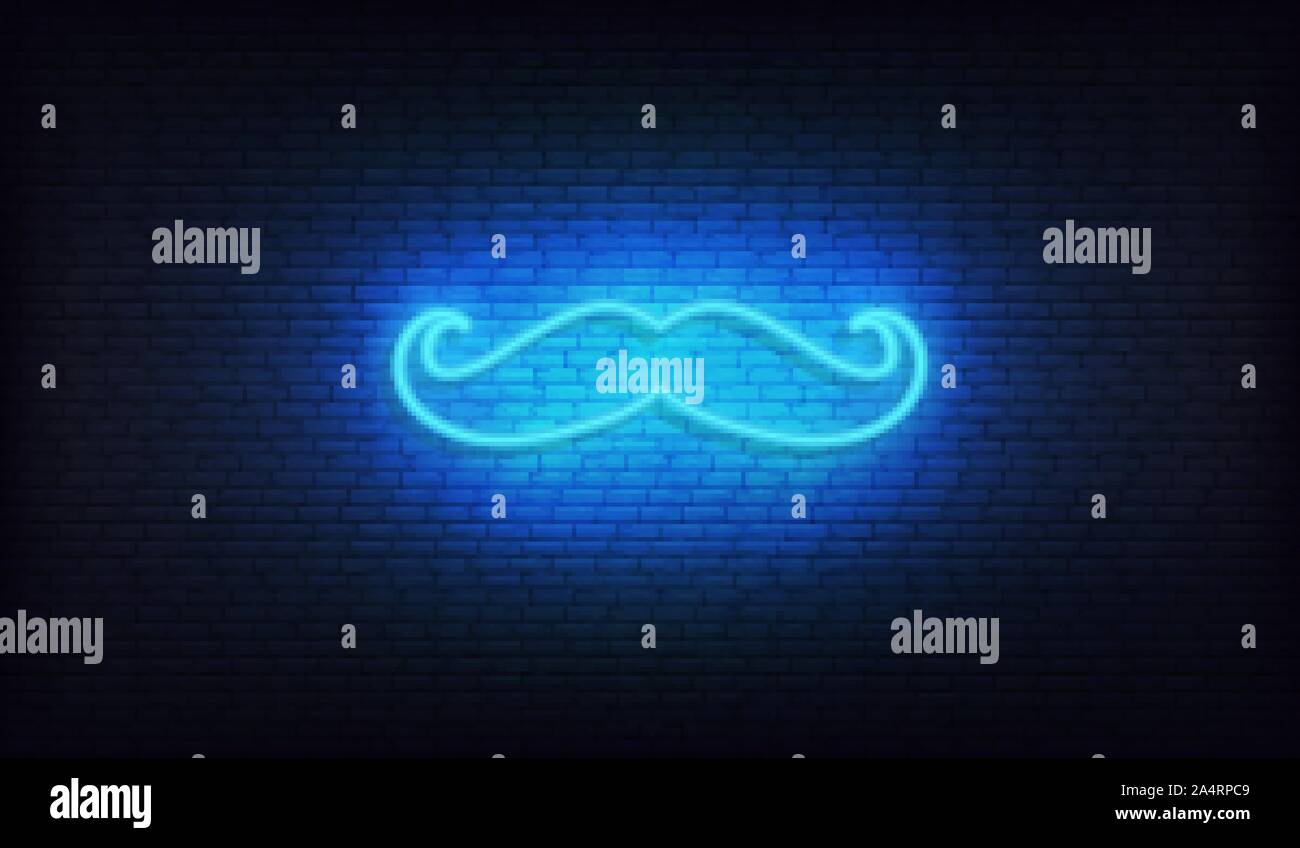 Prostate cancer awareness month neon moustache symbol. Moustache of ...
