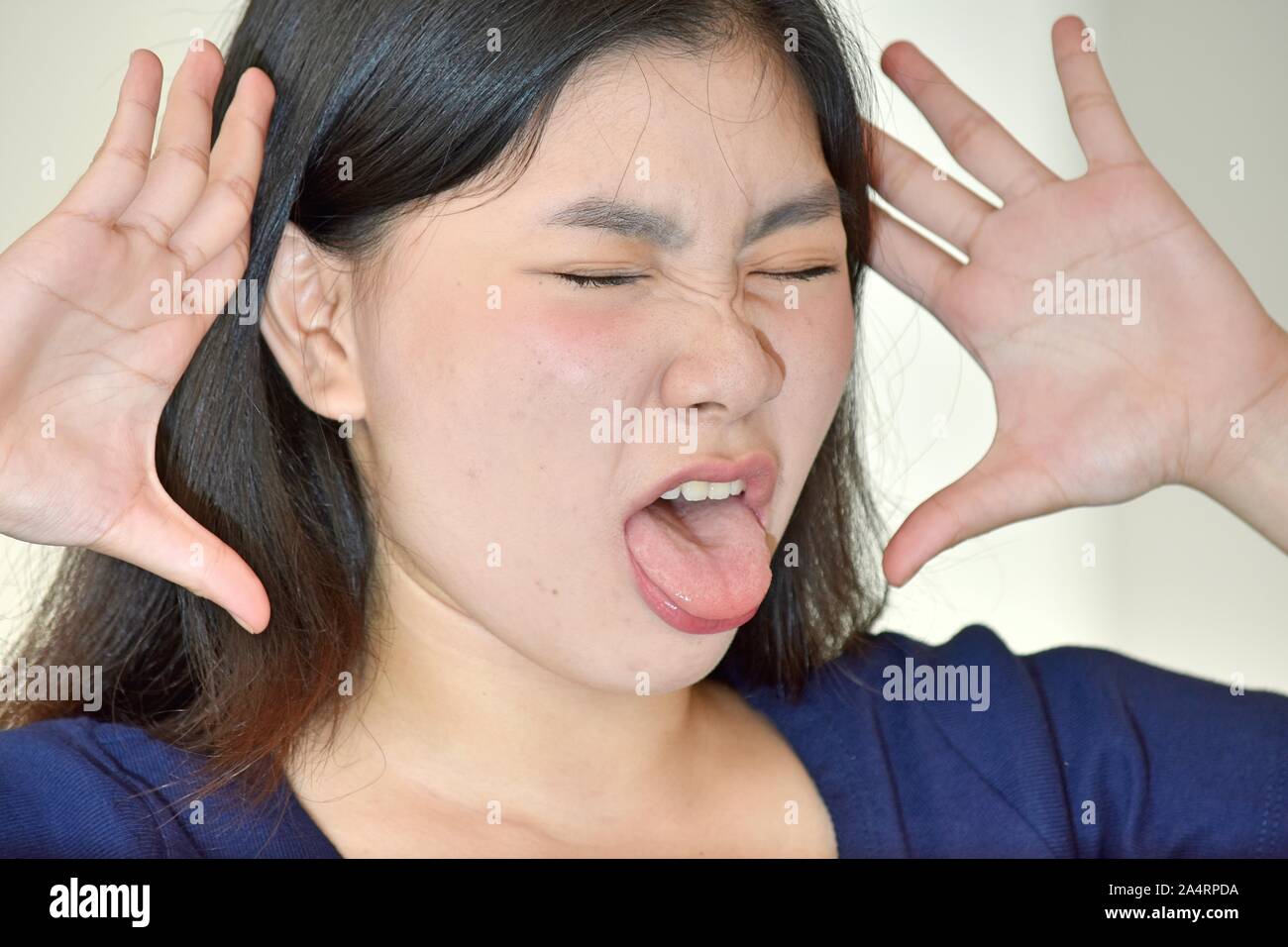 Stressed Asian Female Woman Stock Photo - Alamy