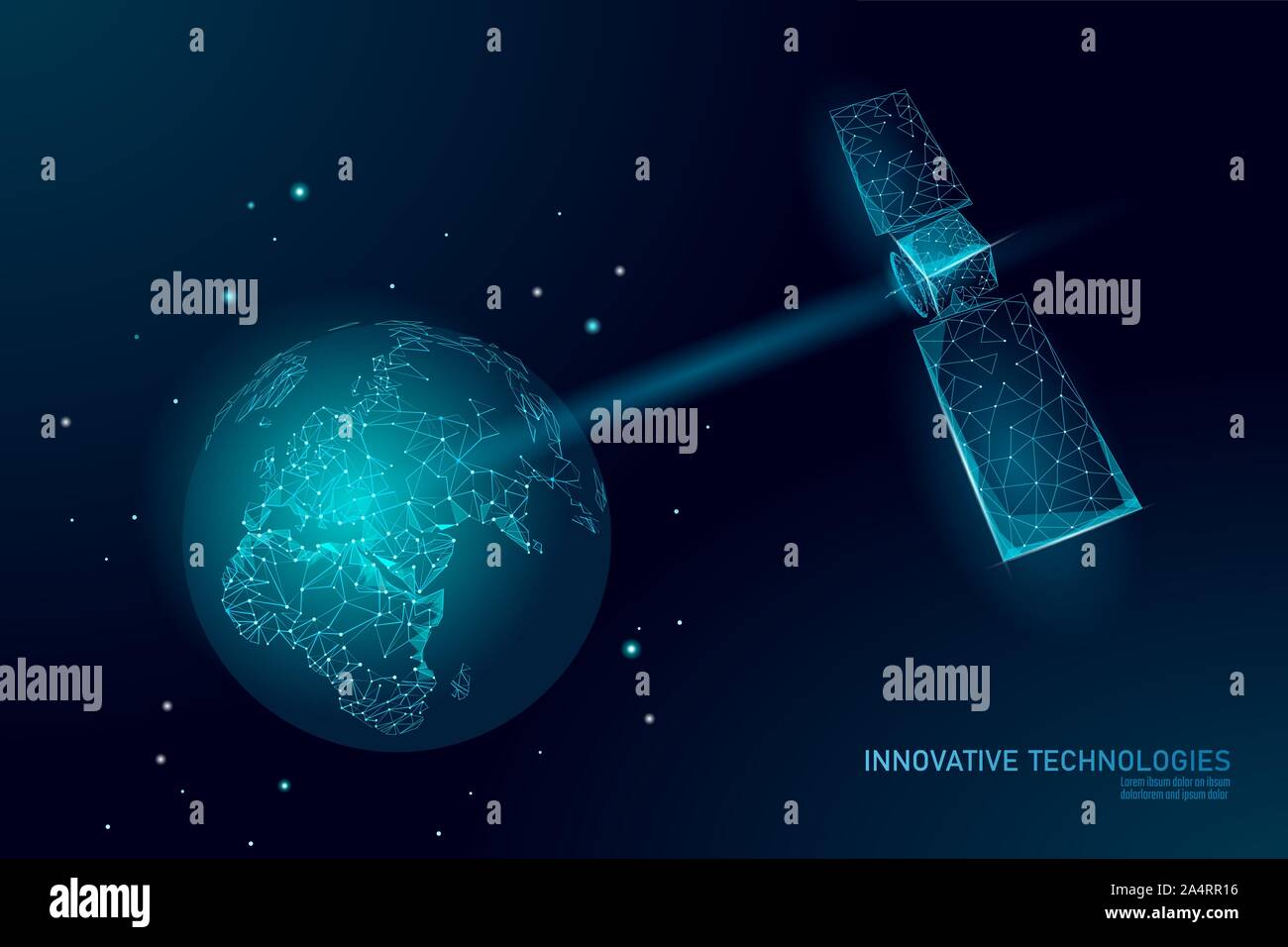 Telecommunication defense satellite in space. Orbital sputnik receiver ...