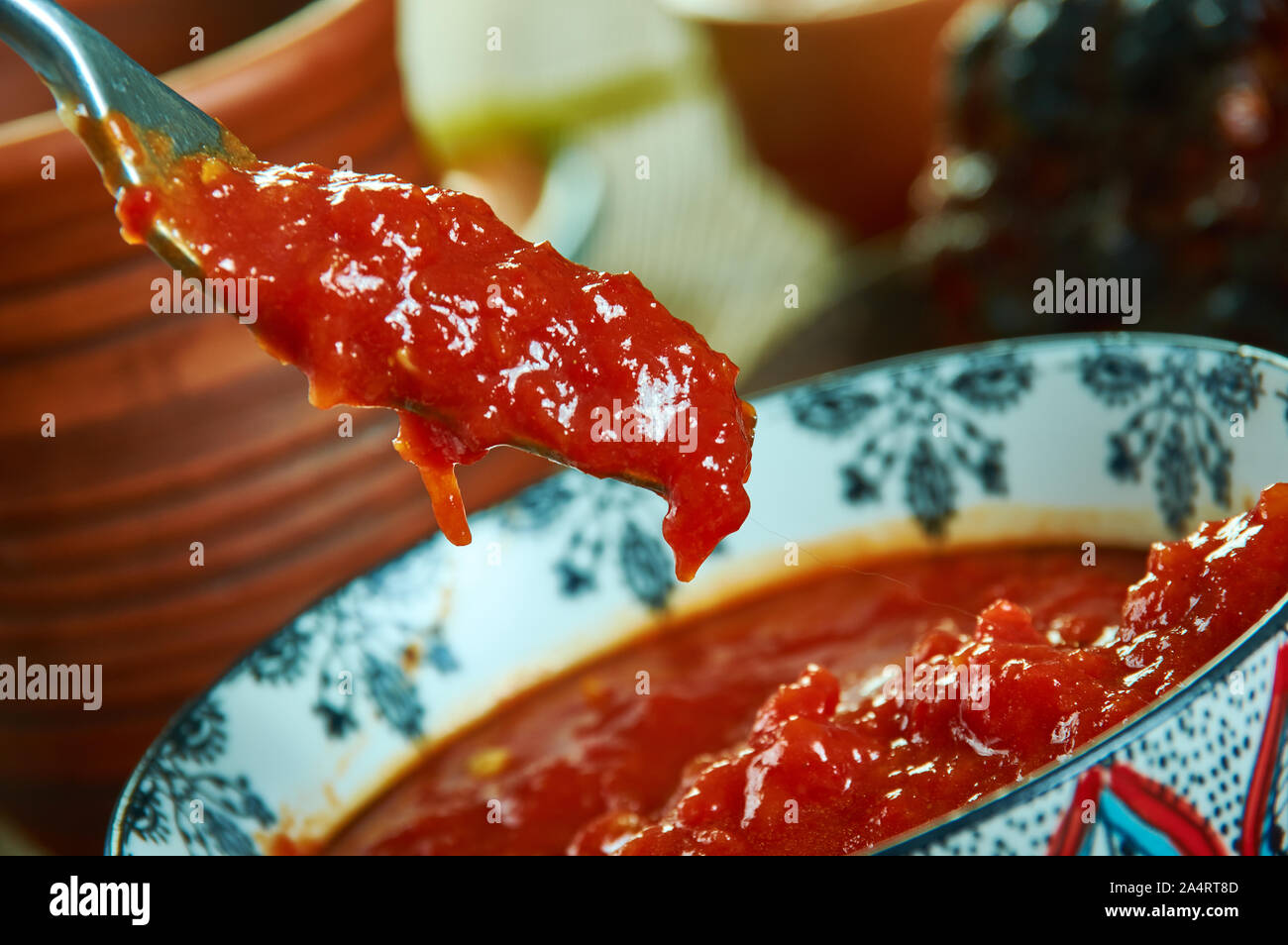 Authentic Salsa ranchera from Mexico, consists of roasted tomatoes ...