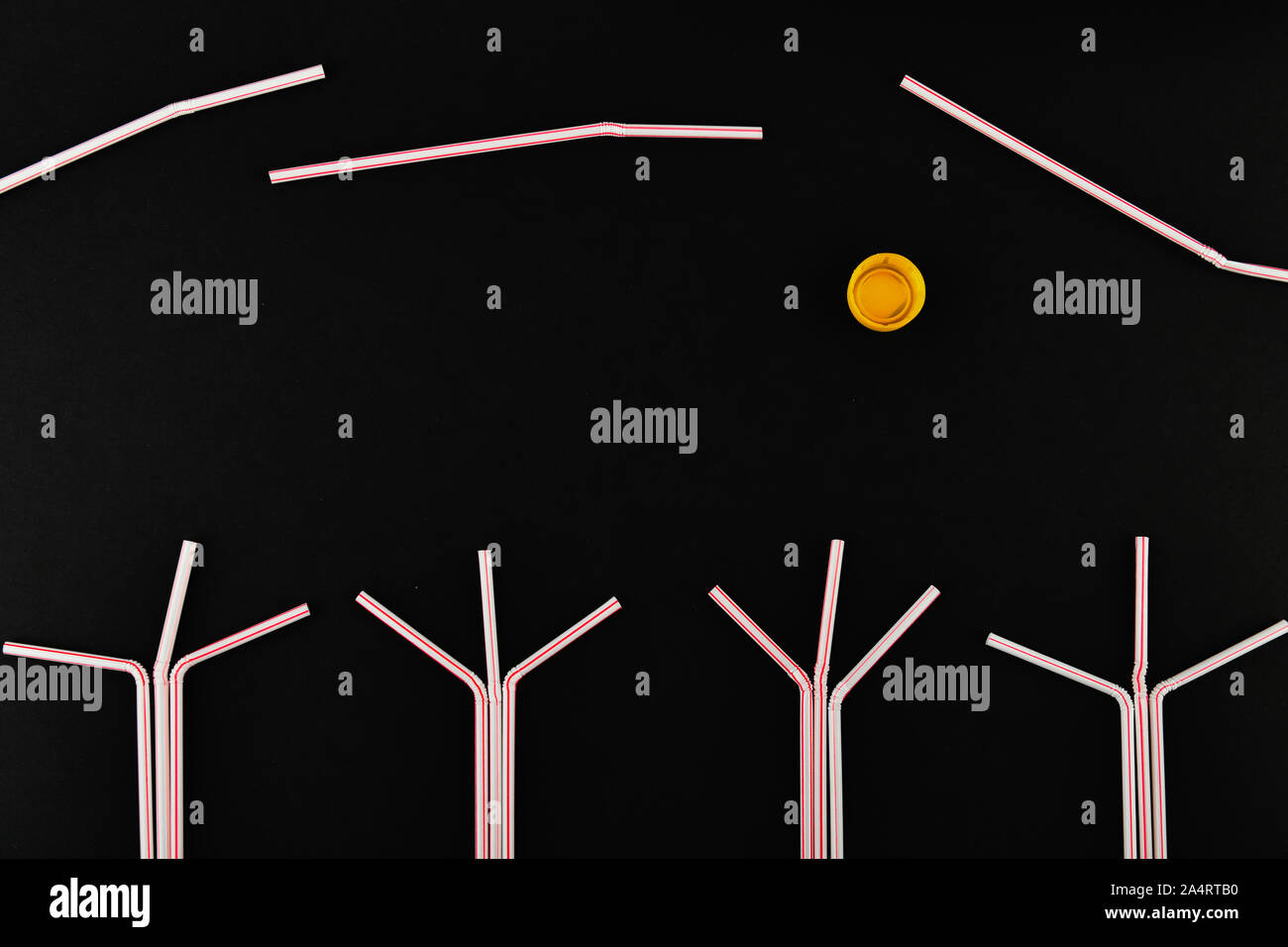 trees made of plastic. environmental damage with plastic. plastic ...