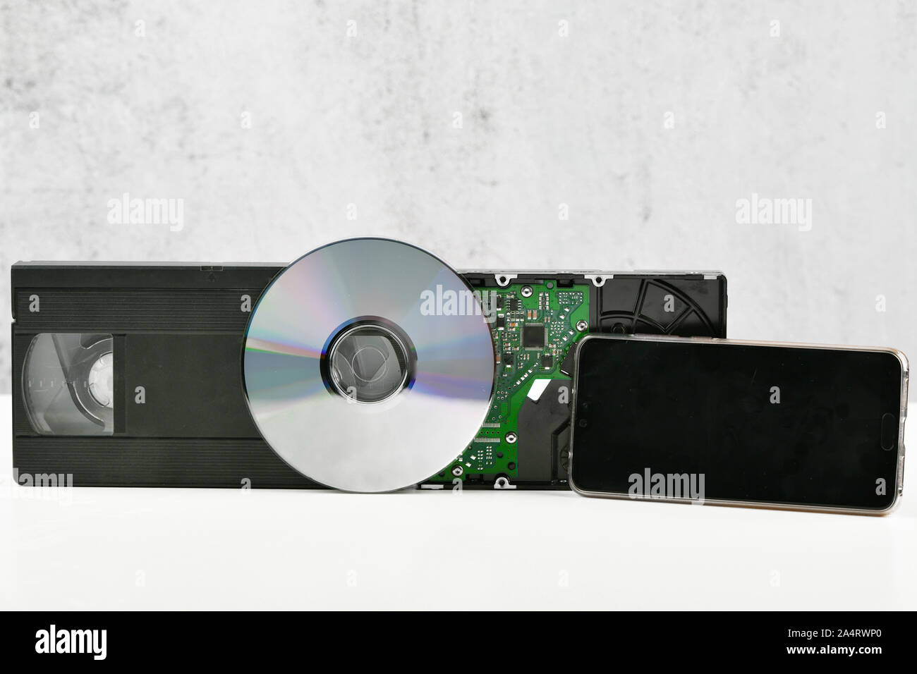 the evolution of the film. change of media. video cassette, disk, hard ...