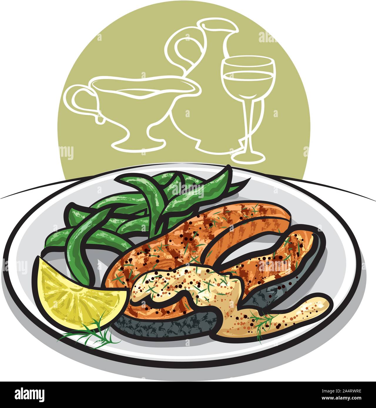 Salmon Dinner Clip Art