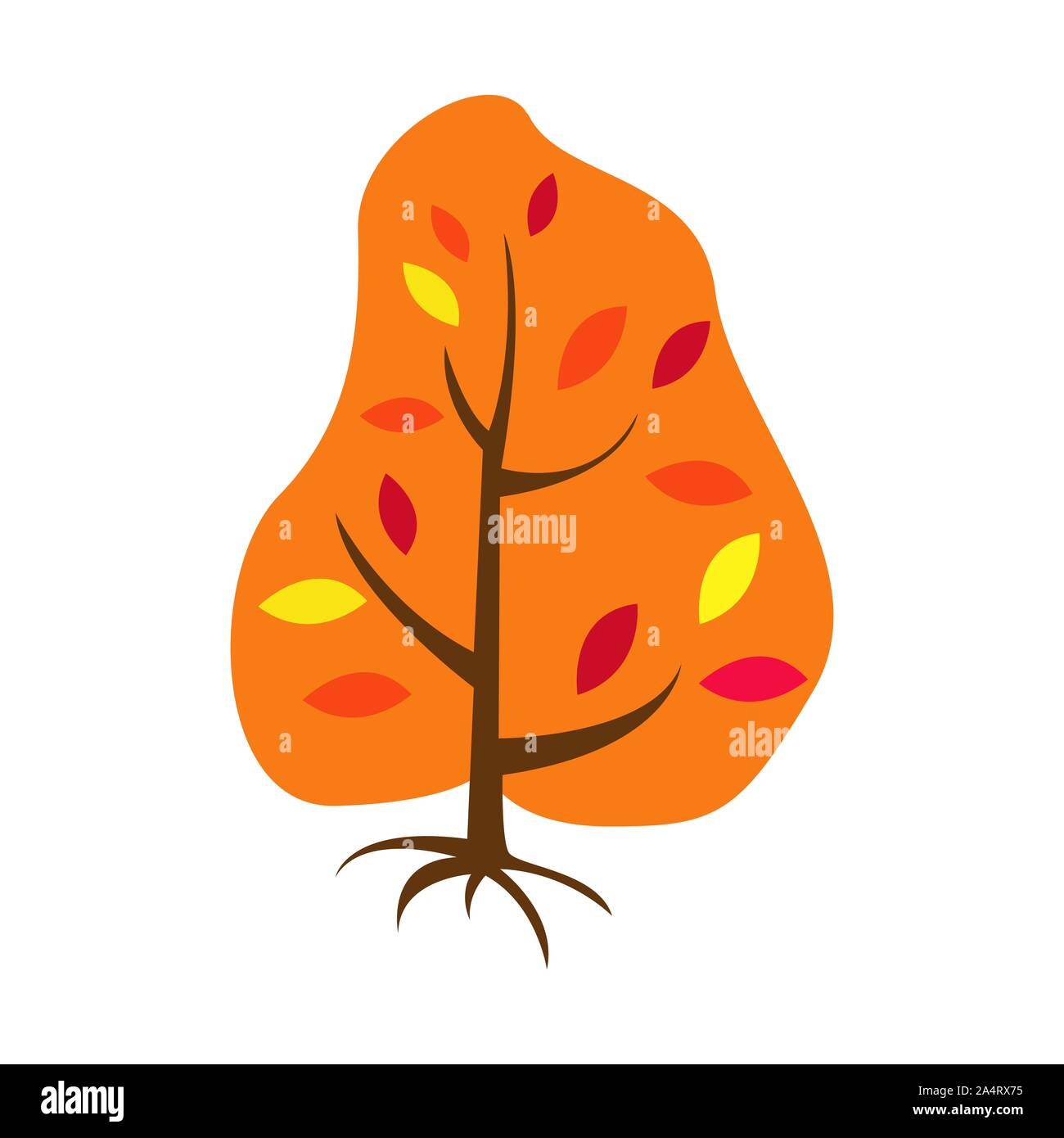 Autumn tree vector illustration. Isolated on white. Cartoon flat style ...