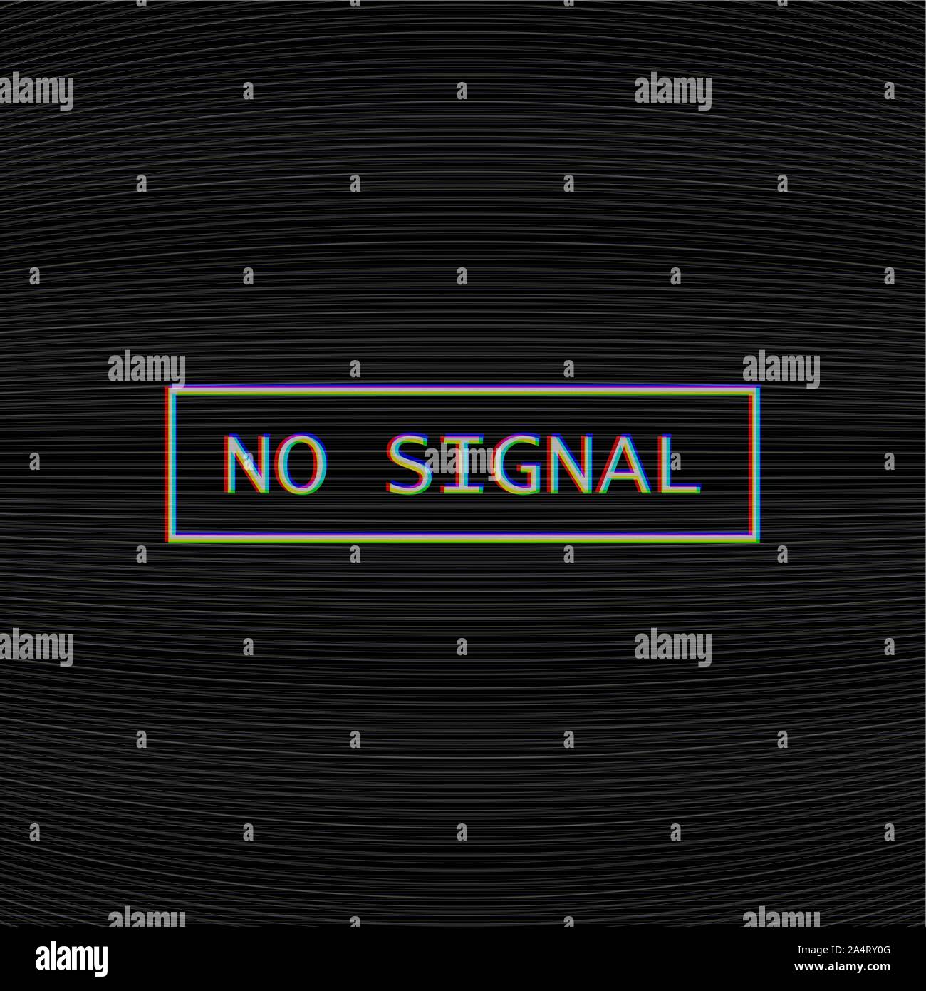 Glitch background with tv noise texture and no signal label in ...