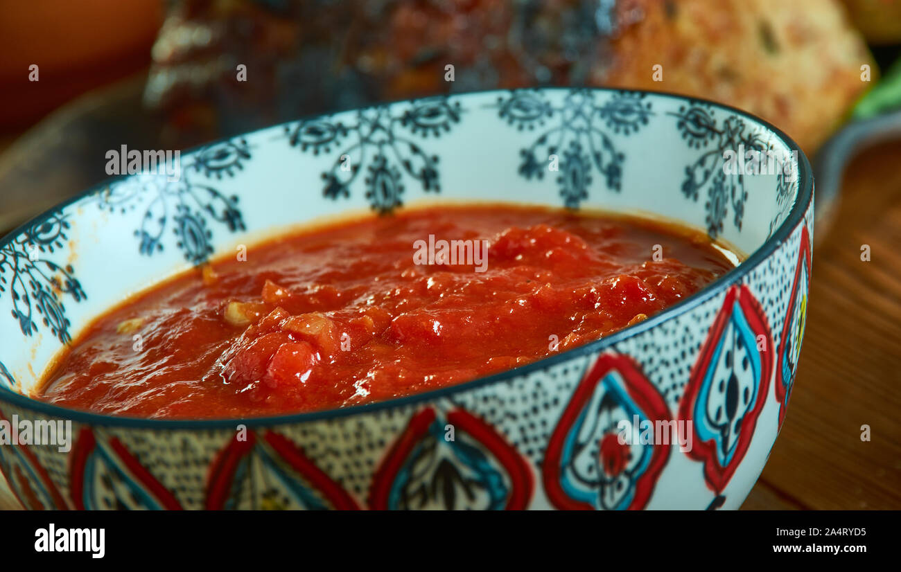 Authentic Salsa ranchera from Mexico, consists of roasted tomatoes ...