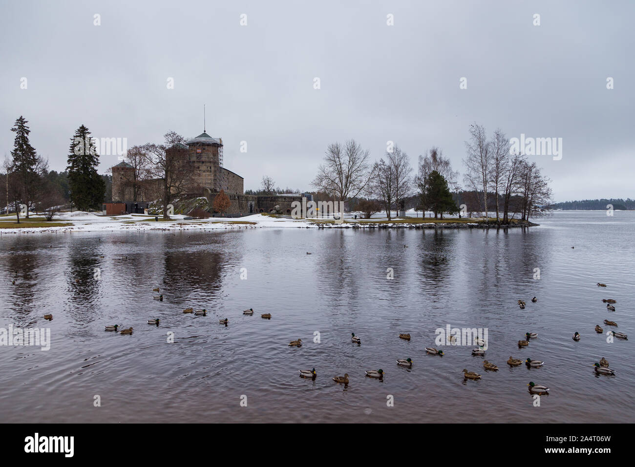 Savonlinna, Finland- 03 March 2015: View of the Olavinlinna, 15th ...