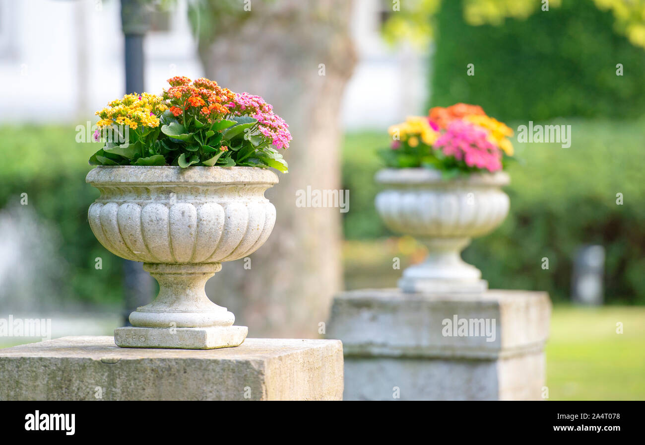 concrete flower stand in the yard Stock Photo - Alamy