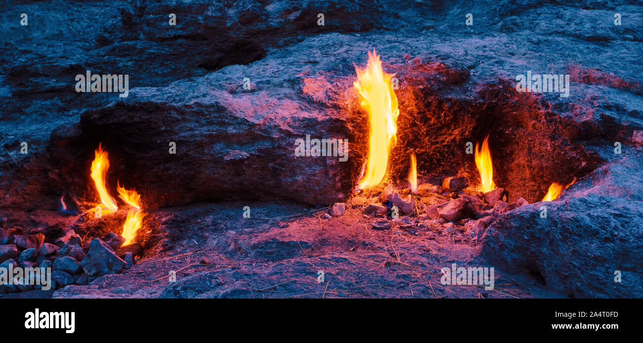 Eternal lights on Mount Chimera at night Stock Photo - Alamy