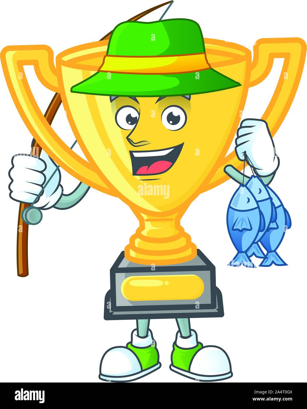 Fishing icon character gold trophy with mascot Stock Vector Image & Art ...