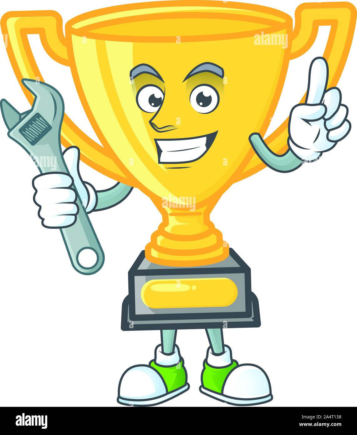 Mechanic cartoon gold trophy on white background Stock Vector Image ...
