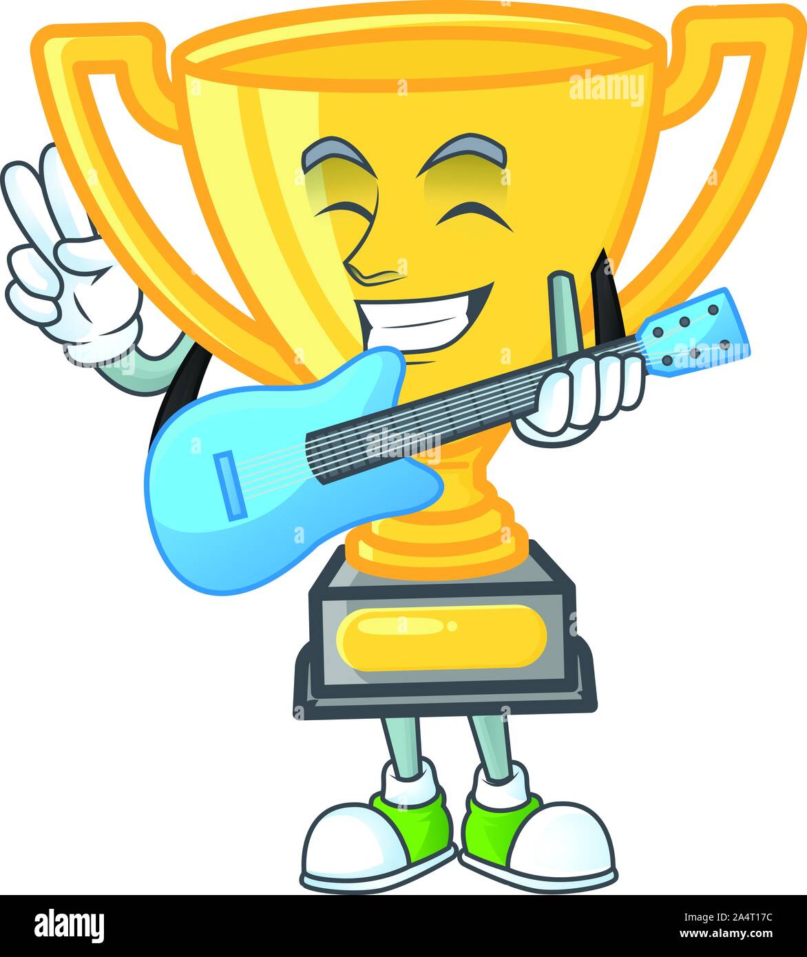With guitar icon character gold trophy with mascot Stock Vector Image ...