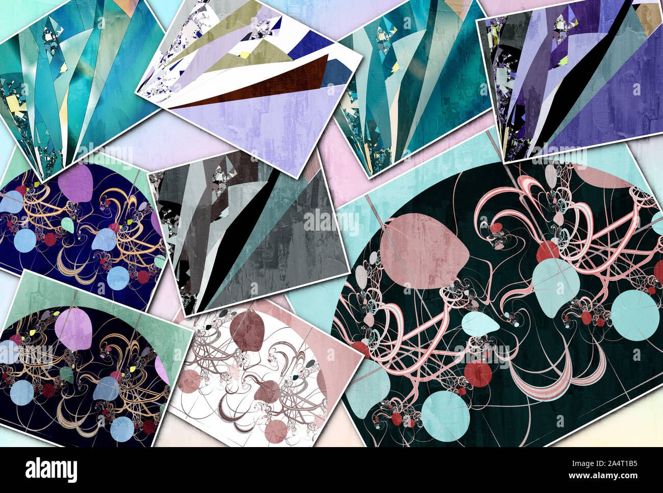 Collage of abstract images with bright drawings Stock Photo - Alamy