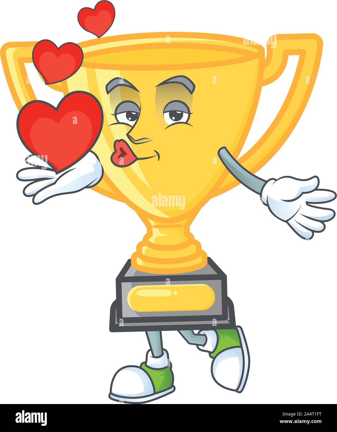 With heart icon character gold trophy with mascot Stock Vector Image ...