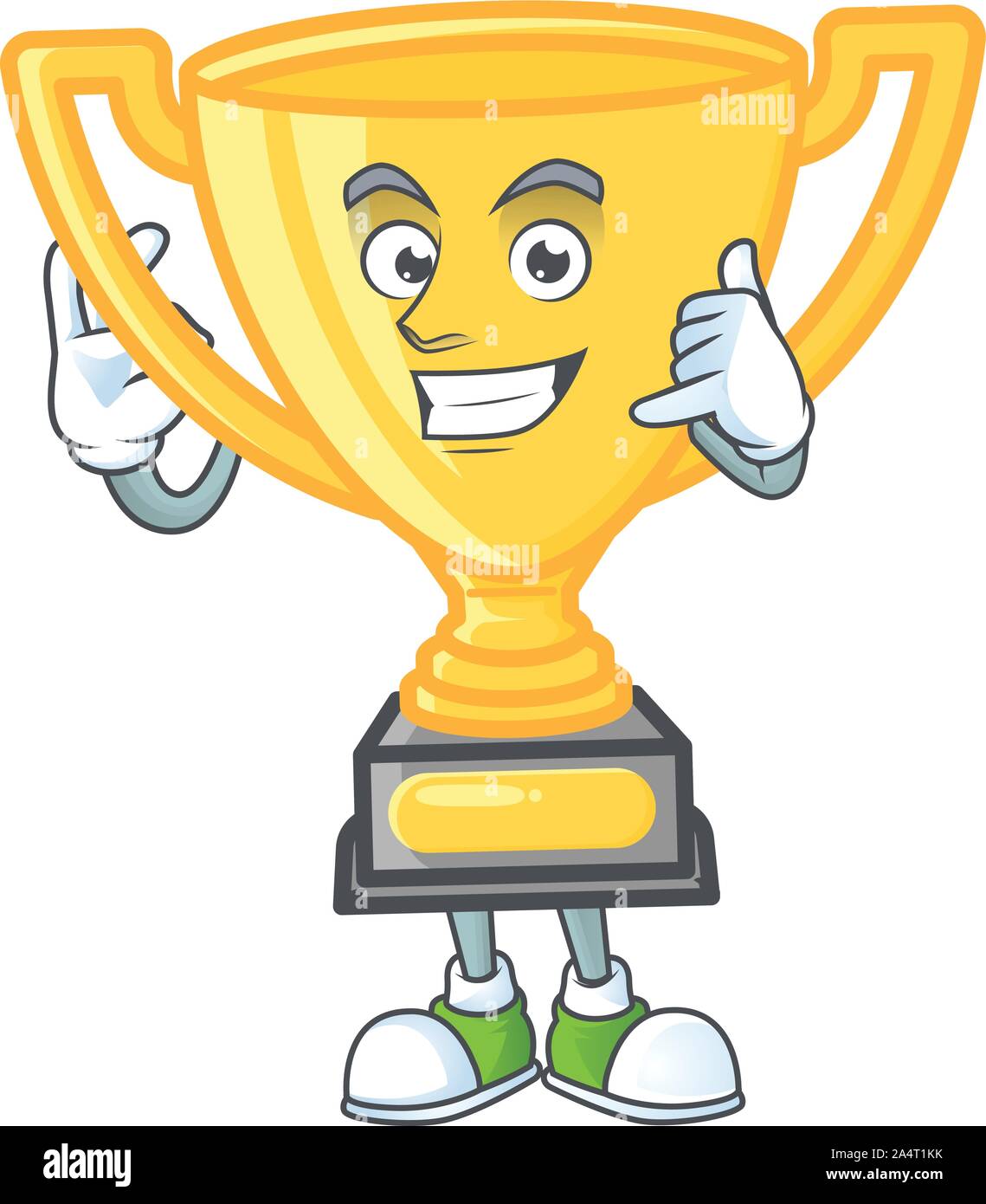 Call me cartoon gold trophy on white background Stock Vector Image ...