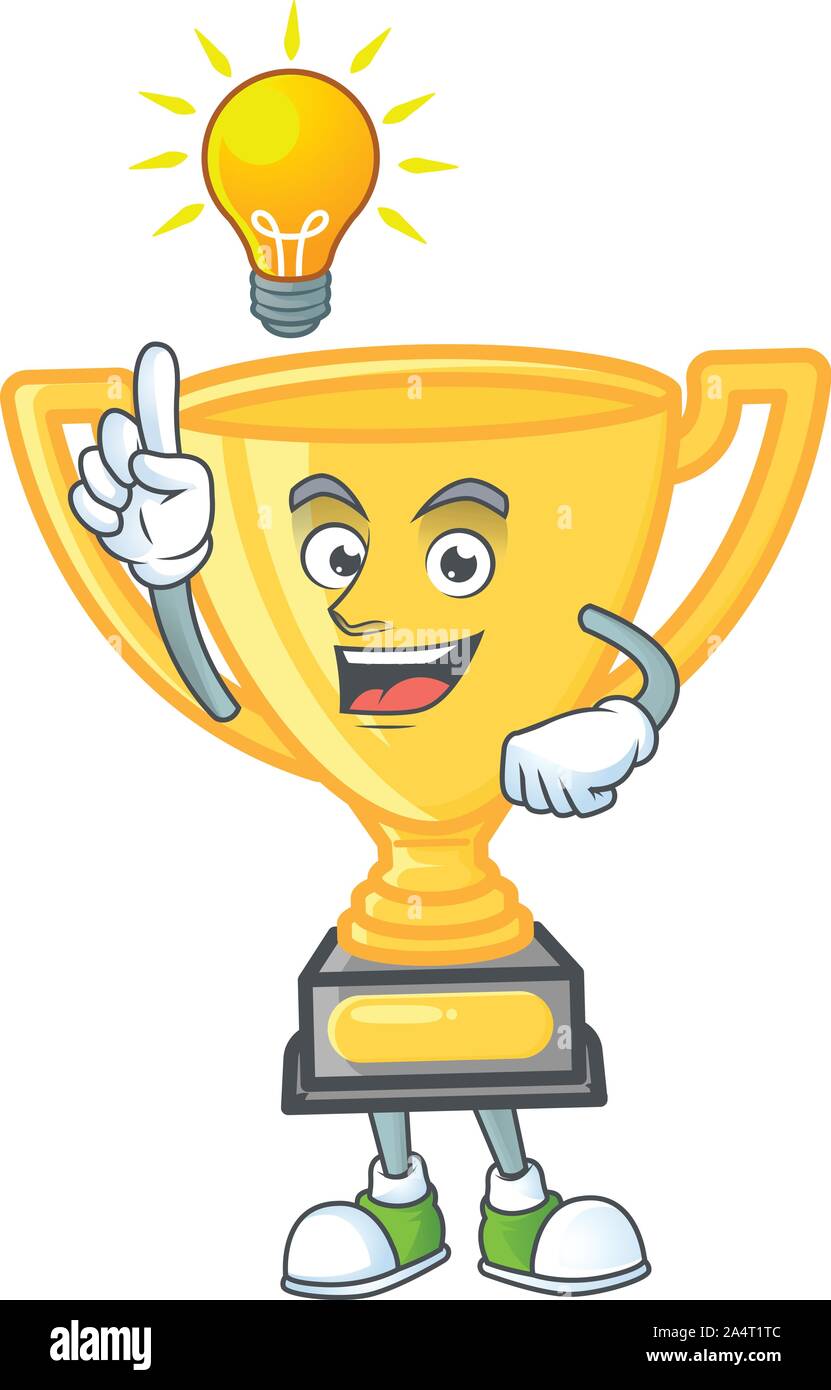 Have an idea cartoon gold trophy on white background Stock Vector Image ...