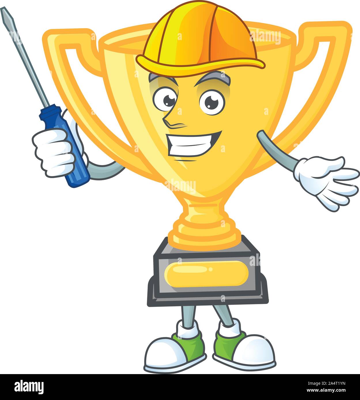 Automotive cartoon gold trophy on white background Stock Vector Image ...