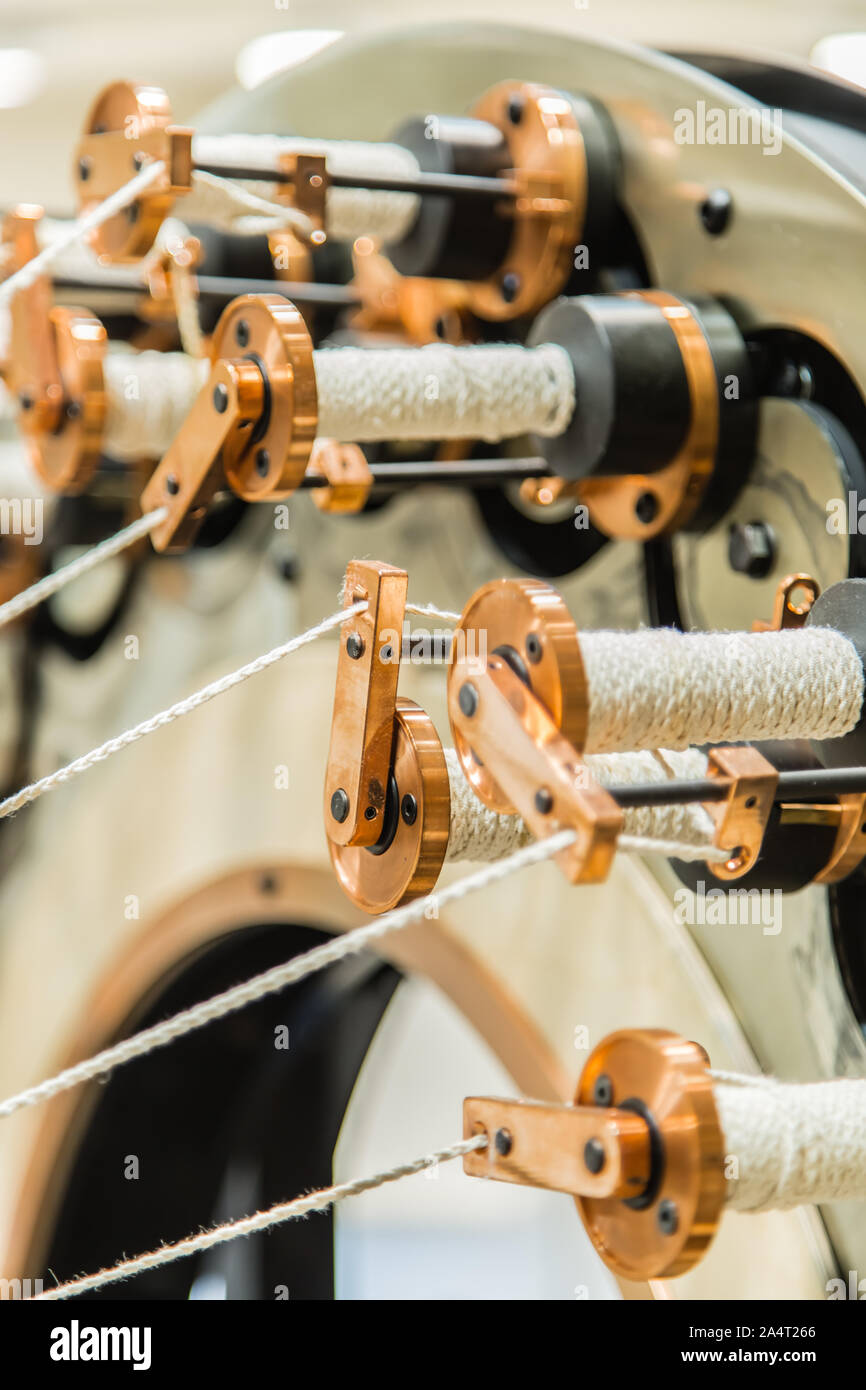 wood traditional style weaving machine closeup view Stock Photo - Alamy