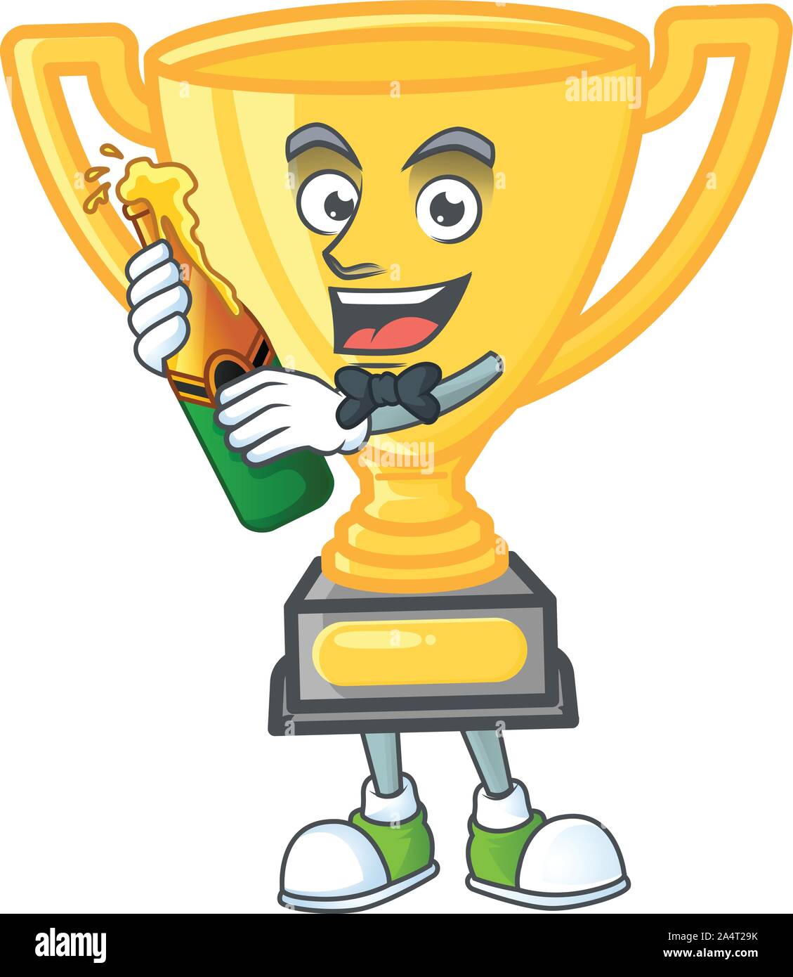 With beer cartoon gold trophy on white background Stock Vector Image ...