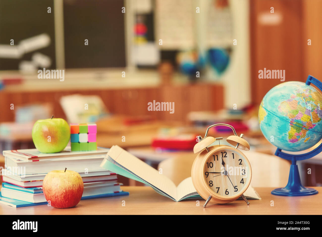 Lunch time in the school classroom. Background copy space Stock Photo ...
