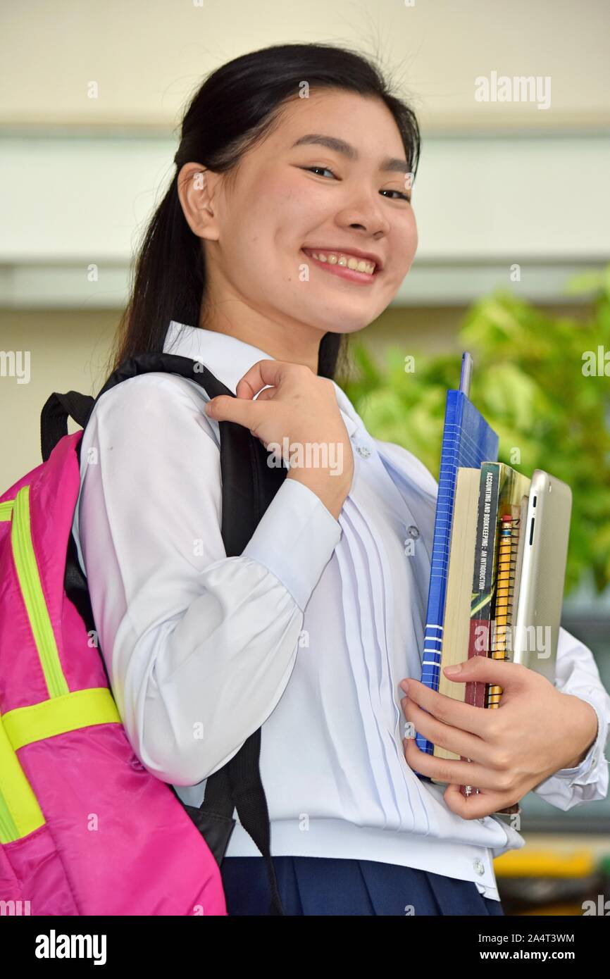Youthful Chinese Female Student Smiling Stock Photo - Alamy