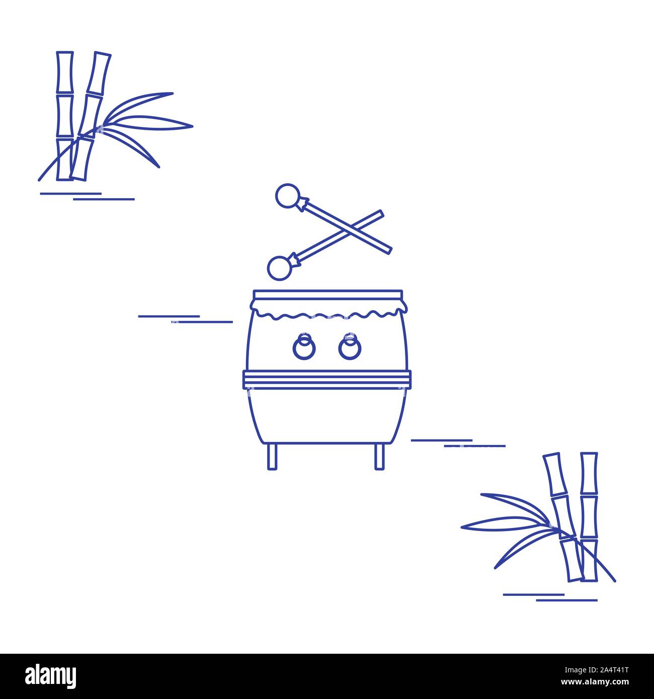 Vector illustration with bamboo, drum. Chinese folk percussion ...