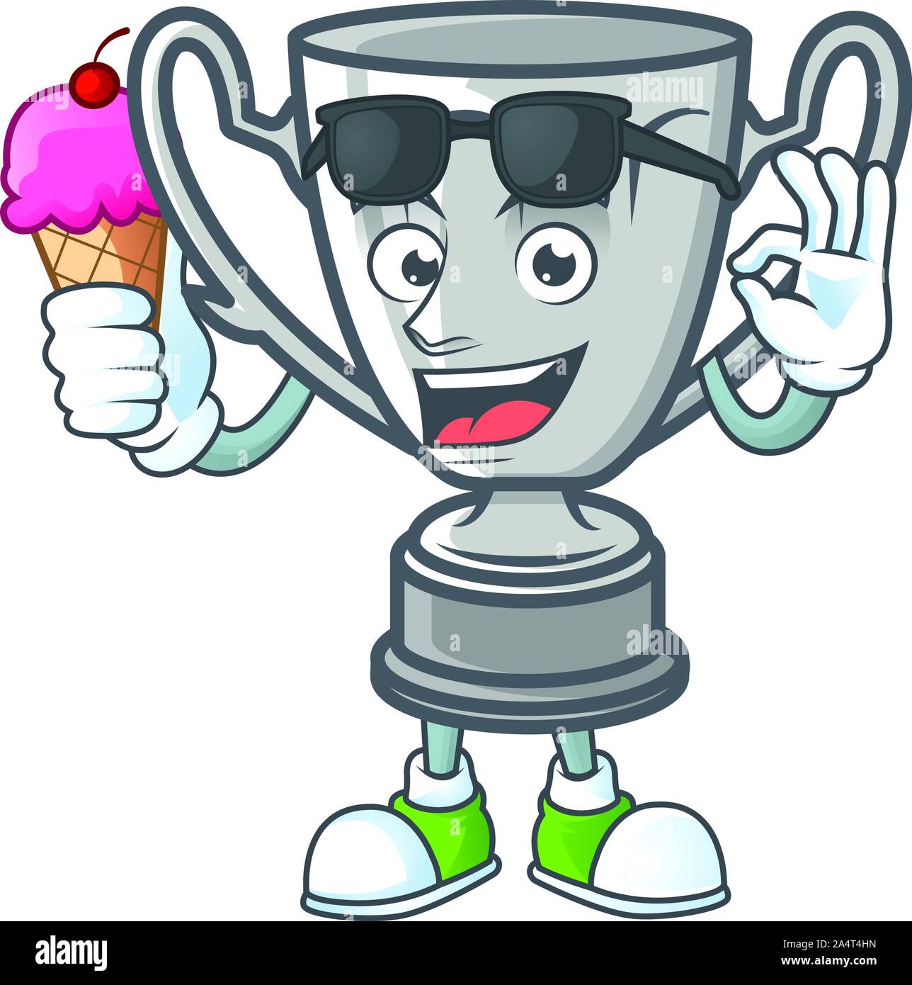 With ice cream silver trophy with cartoon character shape Stock Vector ...
