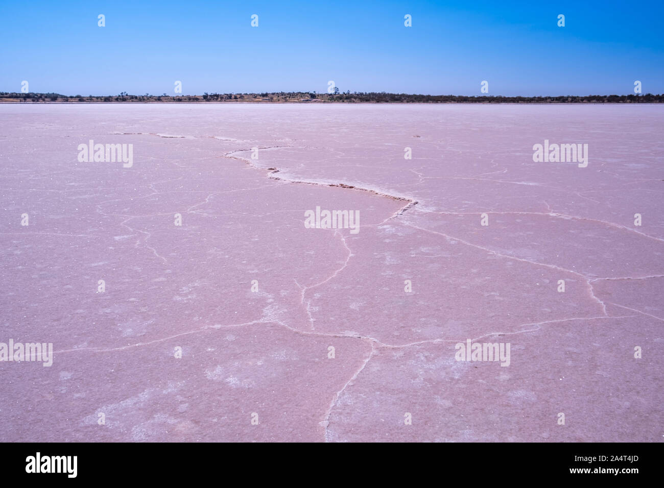 Intricate windblown salt patterns on pink lake in Australia Stock Photo ...