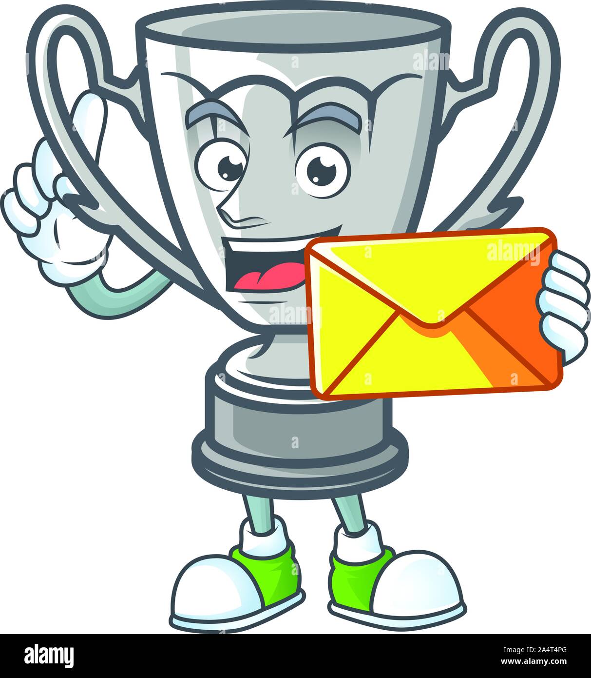 With envelope silver trophy with cartoon character shape Stock Vector ...