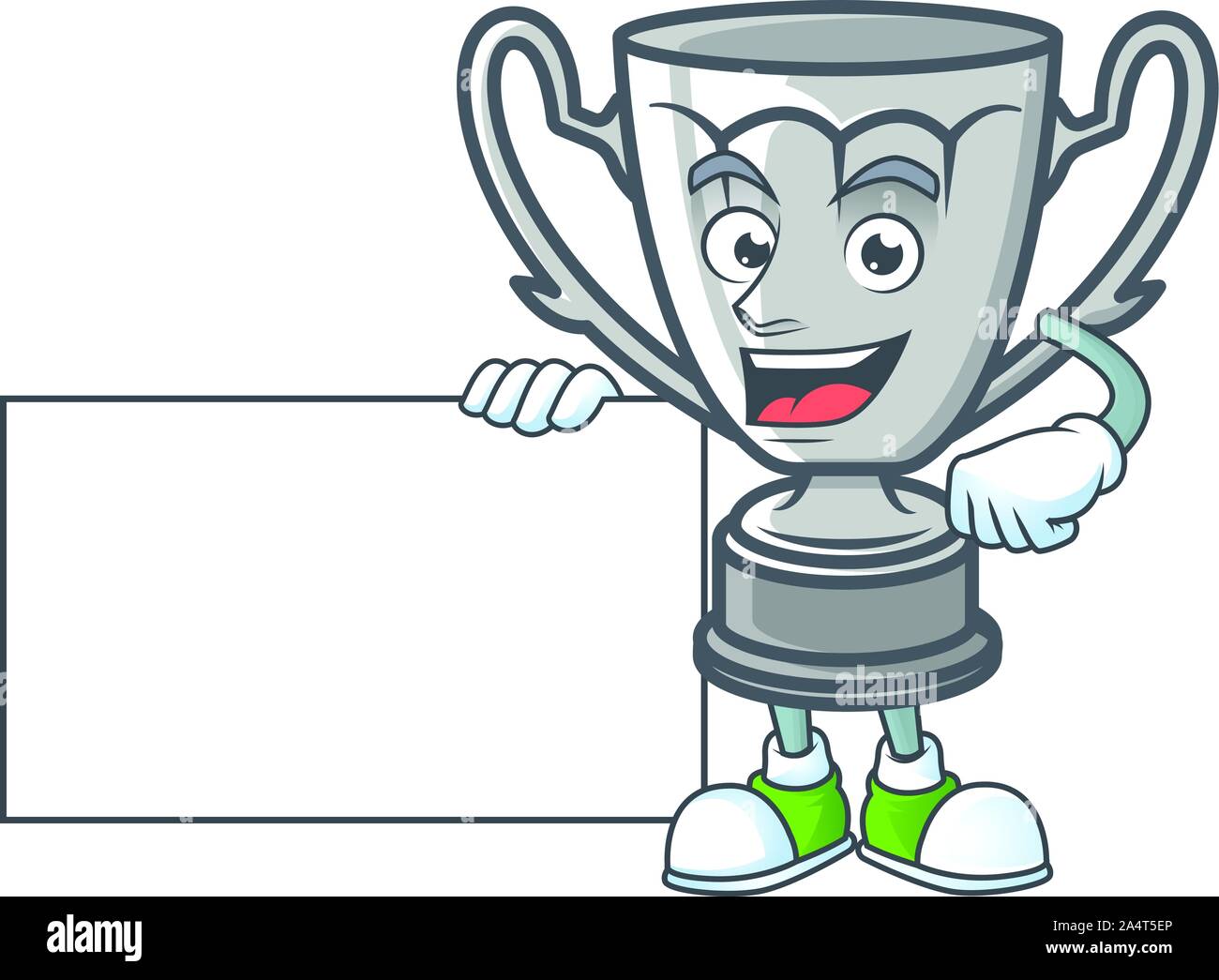 Thumbs up with board silver trophy for the second winner Stock Vector ...