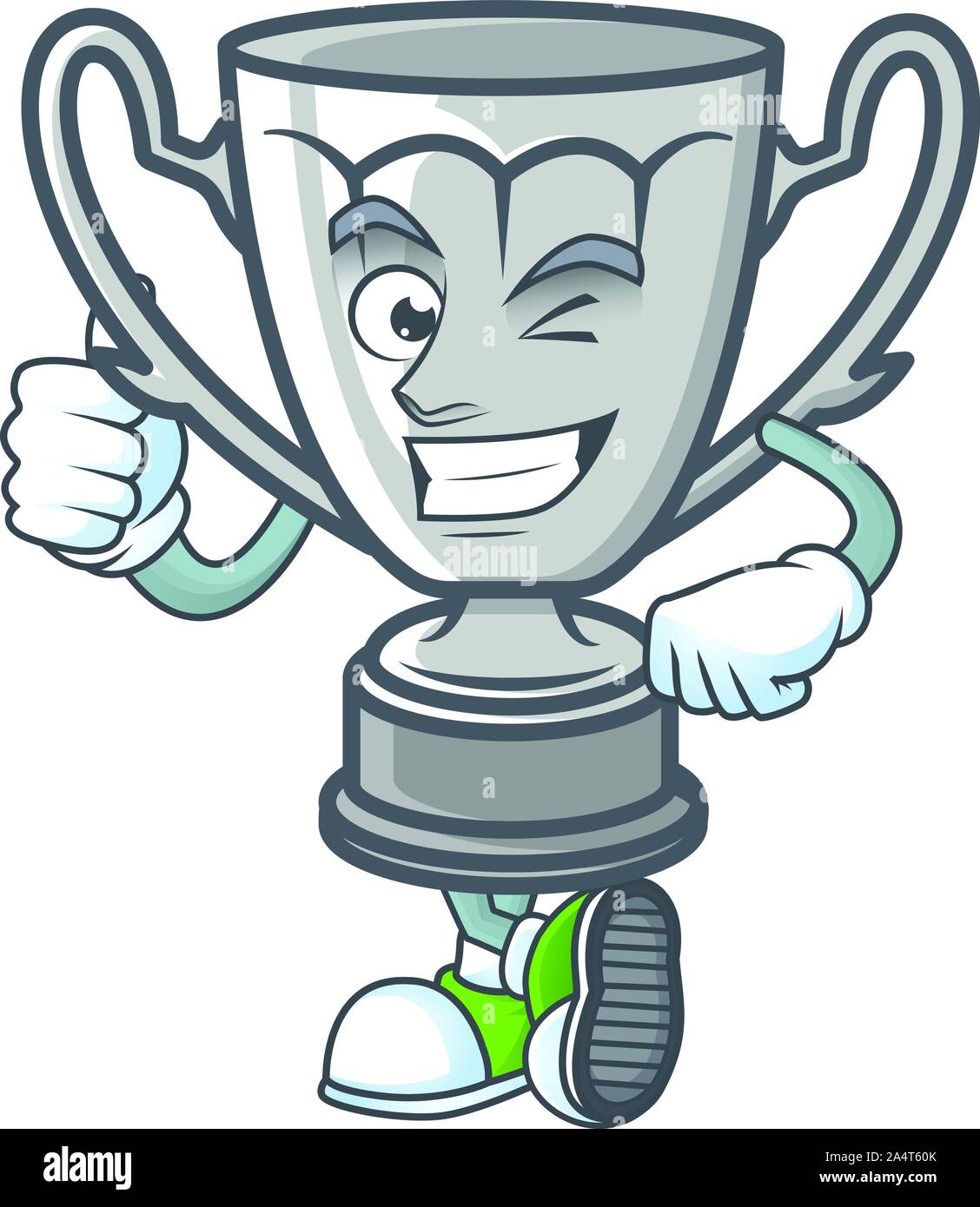 Thumbs up silver trophy with cartoon character shape Stock Vector Image ...