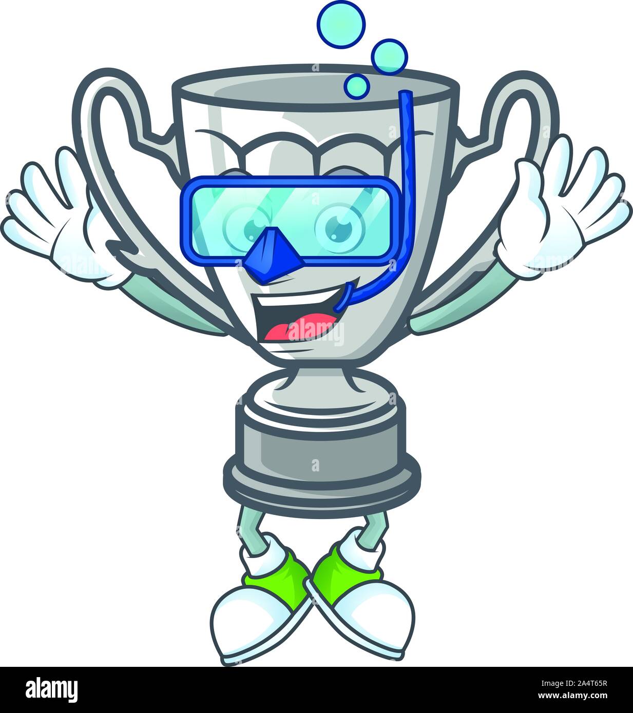 Diving silver trophy with cartoon character shape Stock Vector Image ...