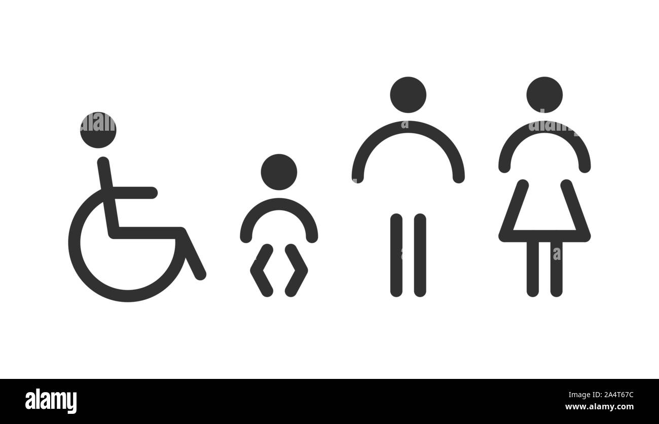 Set of toilet icons - disabled, infant, men, women Stock Vector Image ...