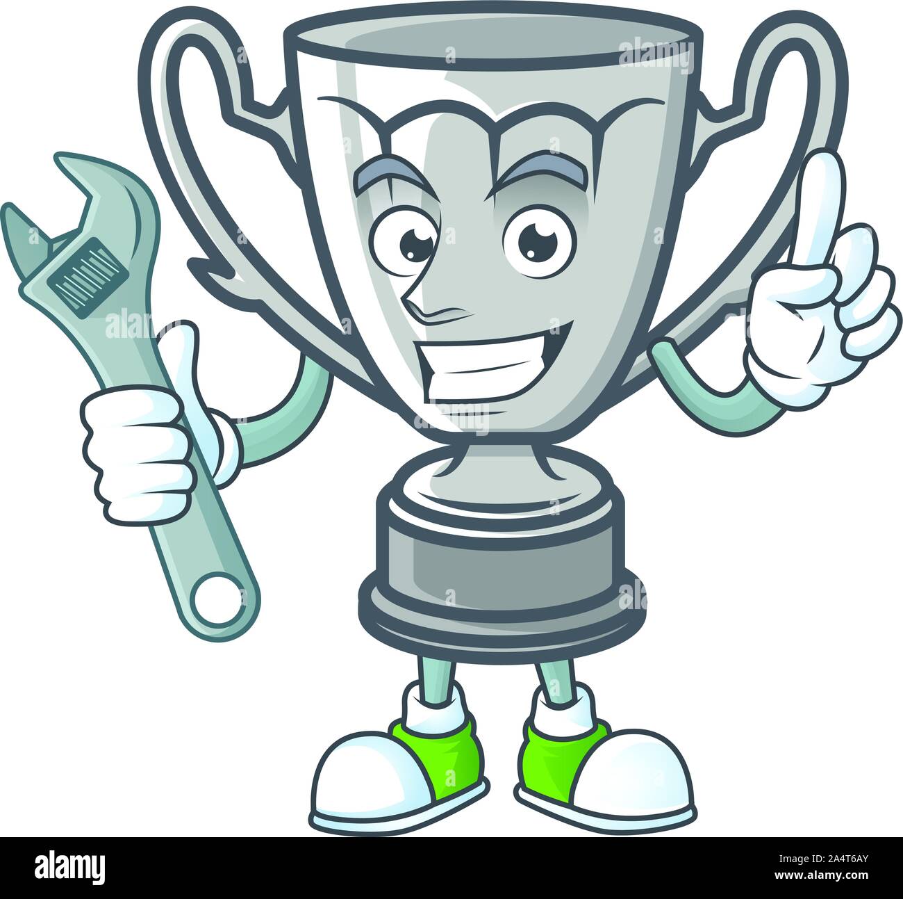 Mechanic cartoon silver trophy on white background Stock Vector Image ...
