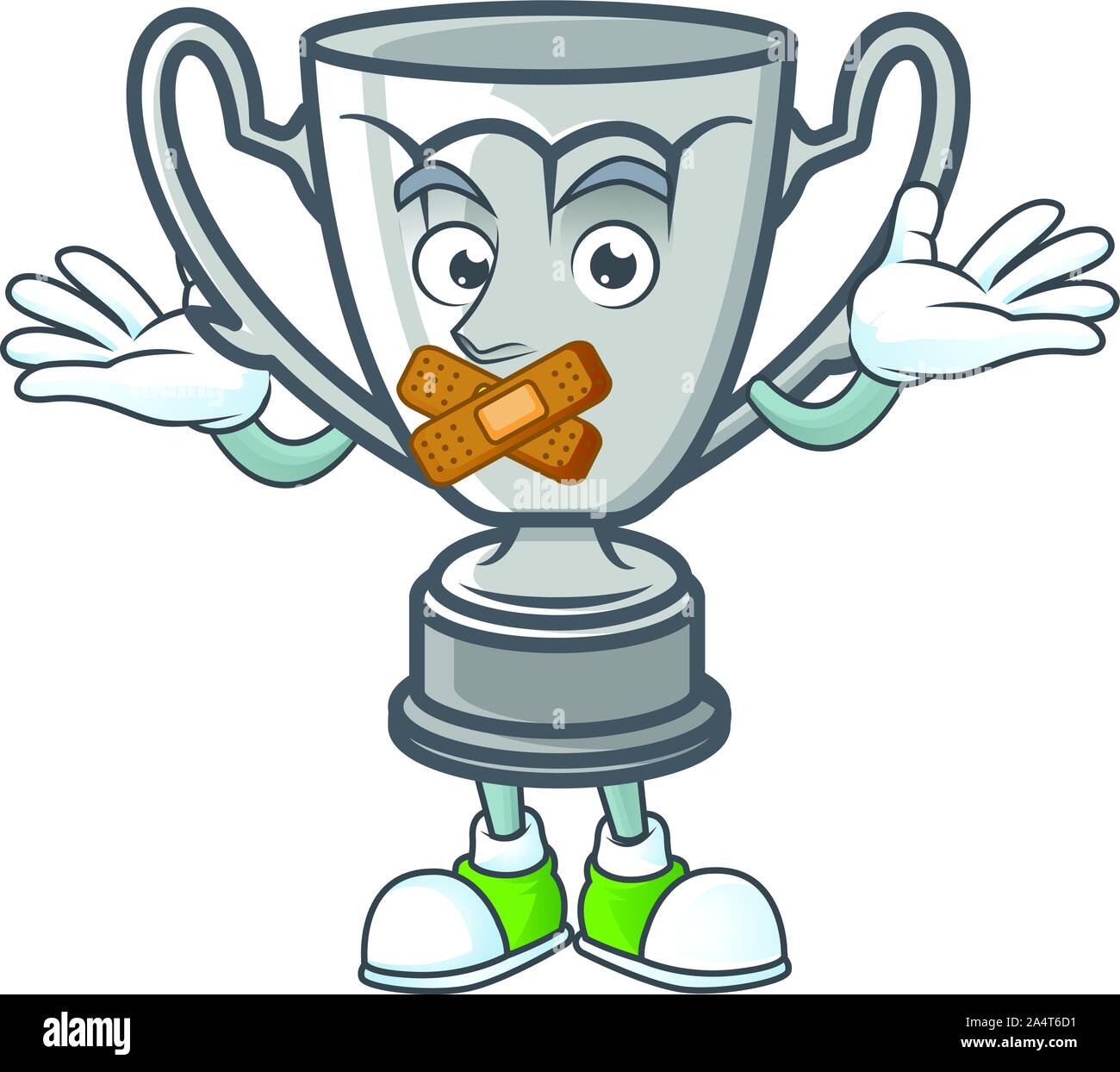 Silent cartoon silver trophy on white background Stock Vector Image ...