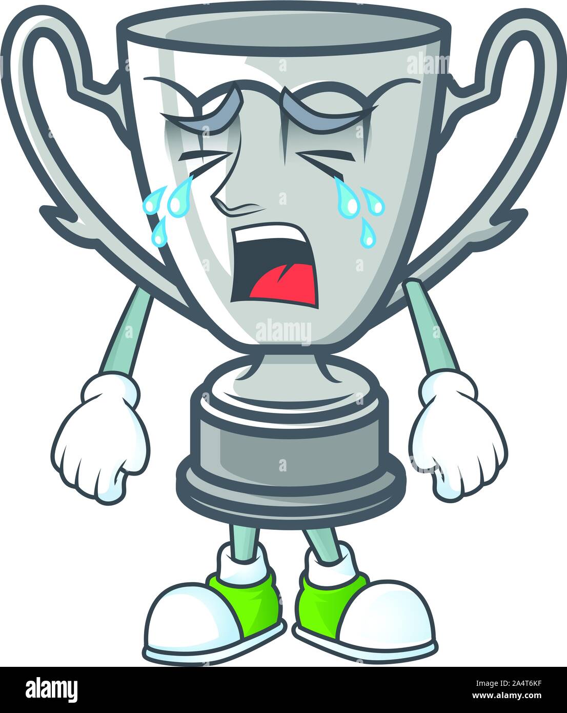 Crying silver trophy isolated with the character Stock Vector Image ...