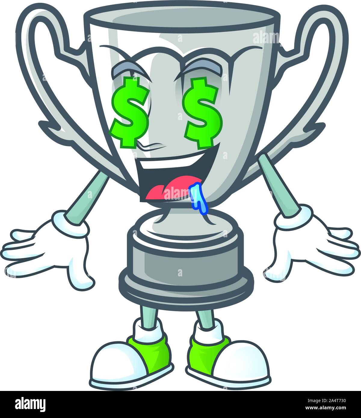 Money eye cartoon silver trophy on white background Stock Vector Image ...