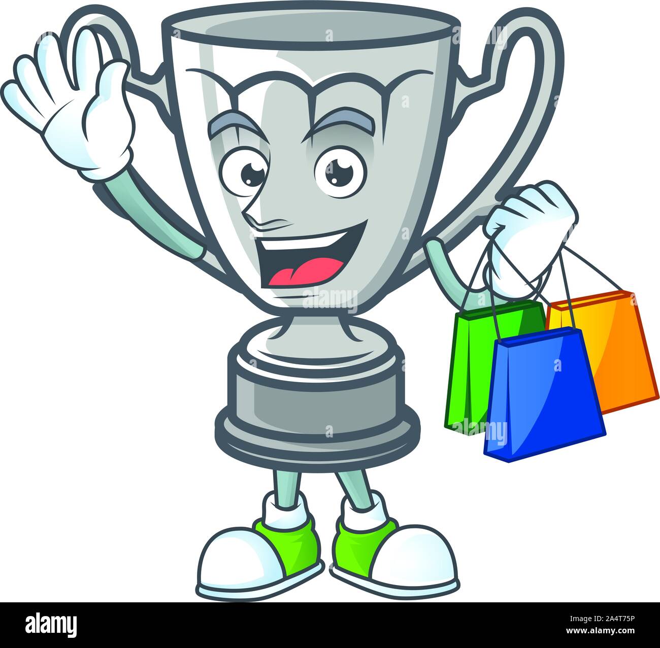 Shopping silver trophy with cartoon character shape Stock Vector Image ...