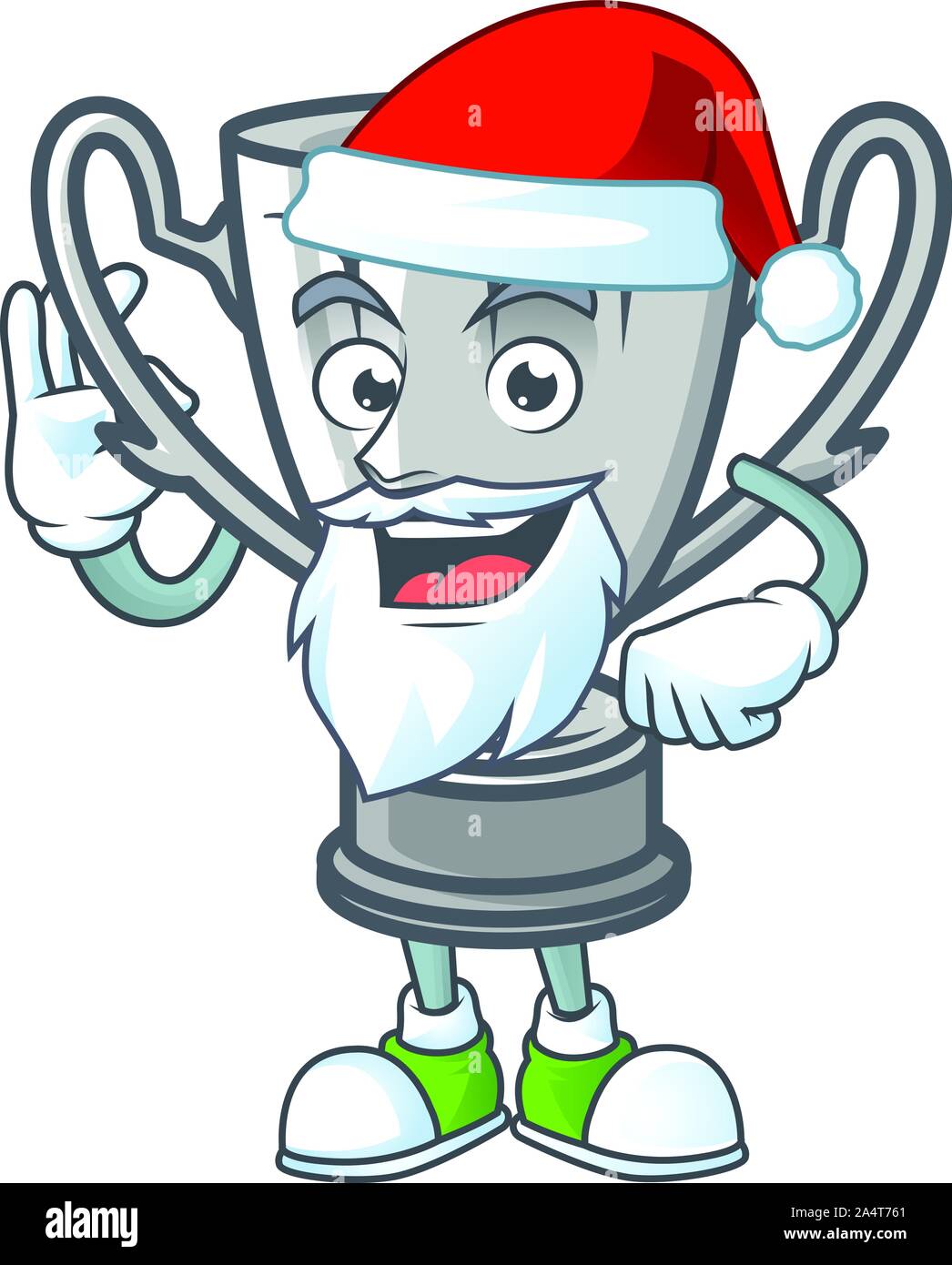 Santa cartoon silver trophy on white background Stock Vector Image ...