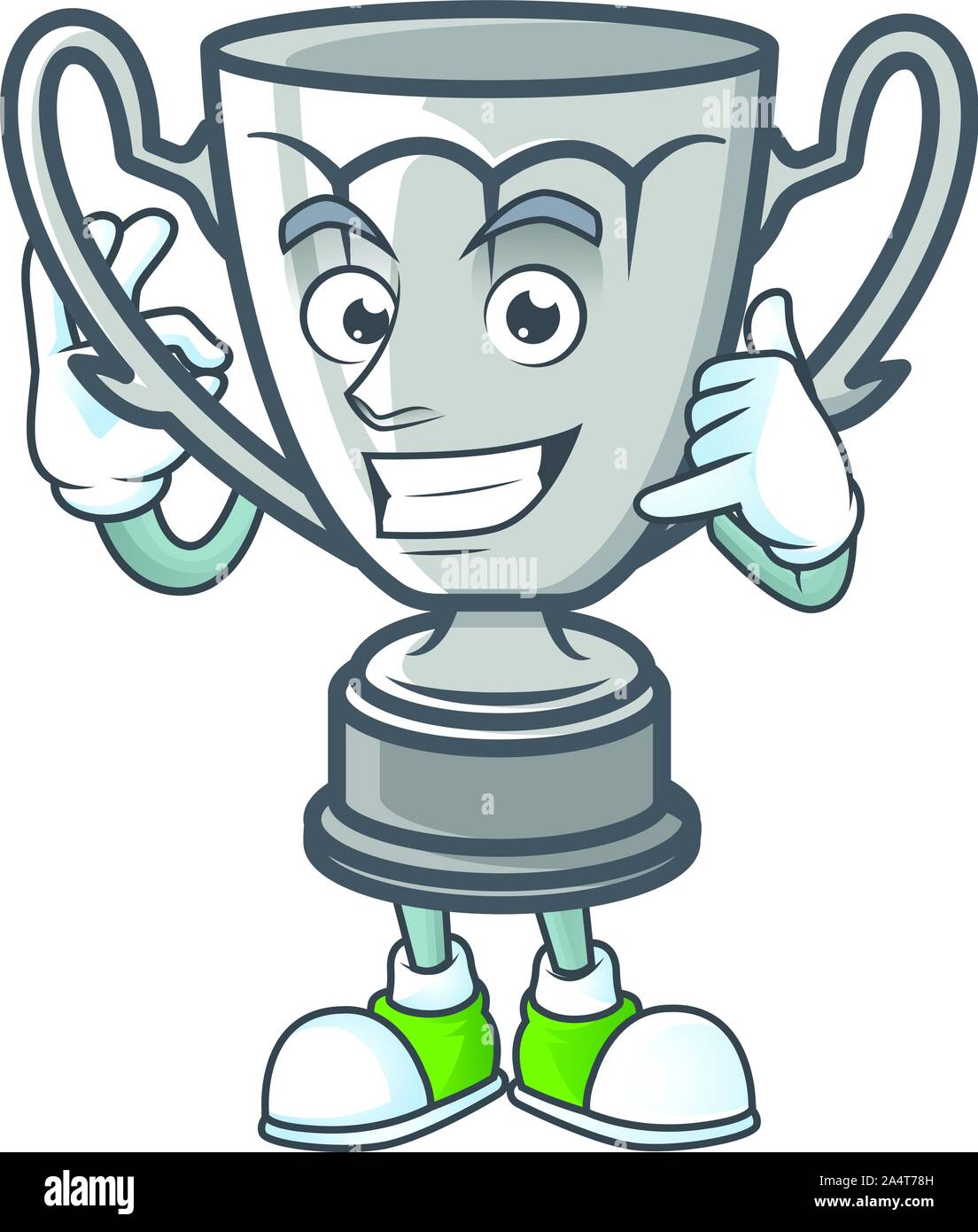 Call me cartoon silver trophy on white background Stock Vector Image ...
