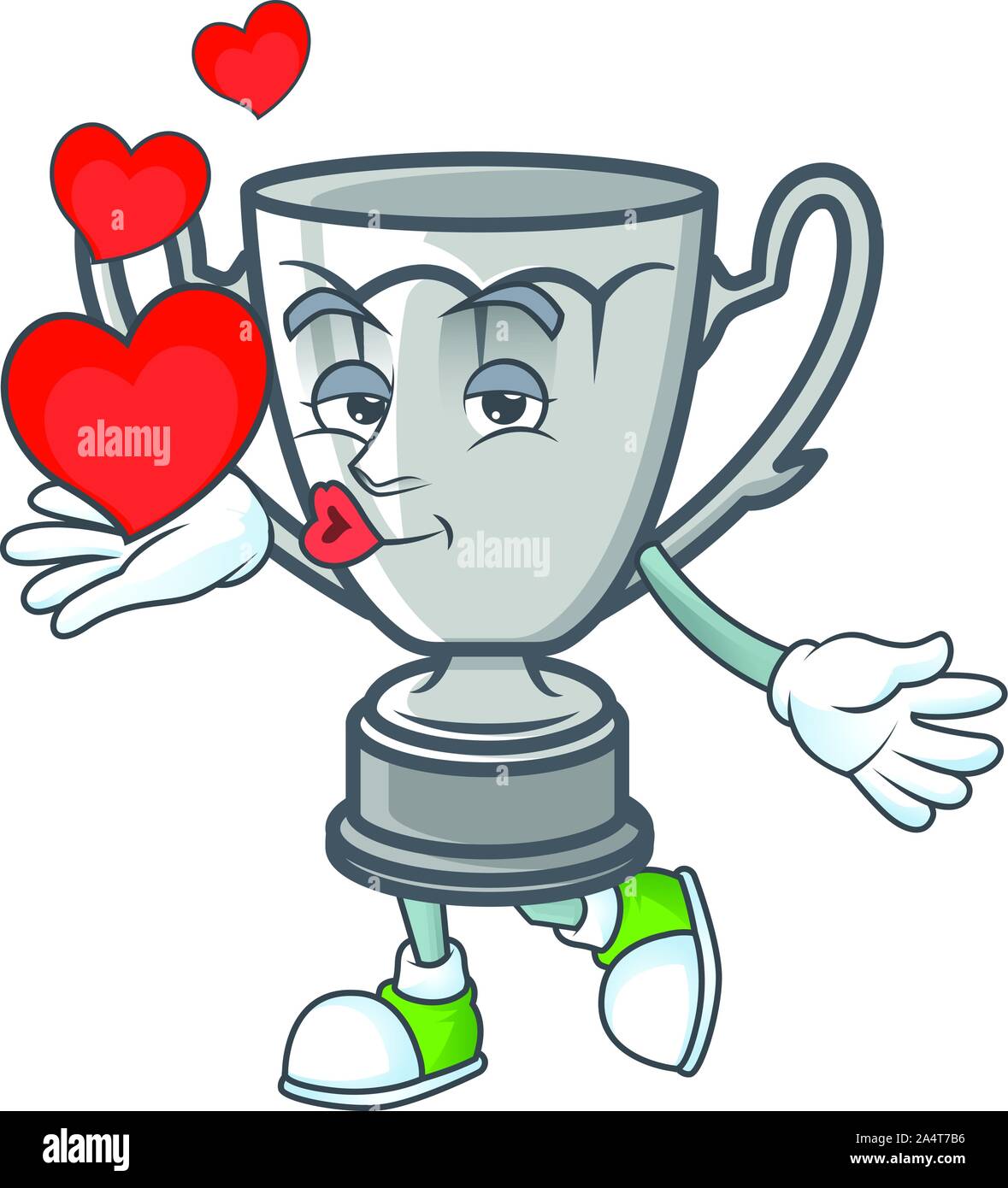 With heart silver trophy isolated with the character Stock Vector Image ...